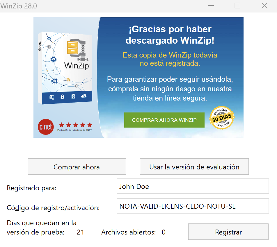 KB Corel: Cómo registrar una versión perpetua del software WinZip con un código de registro